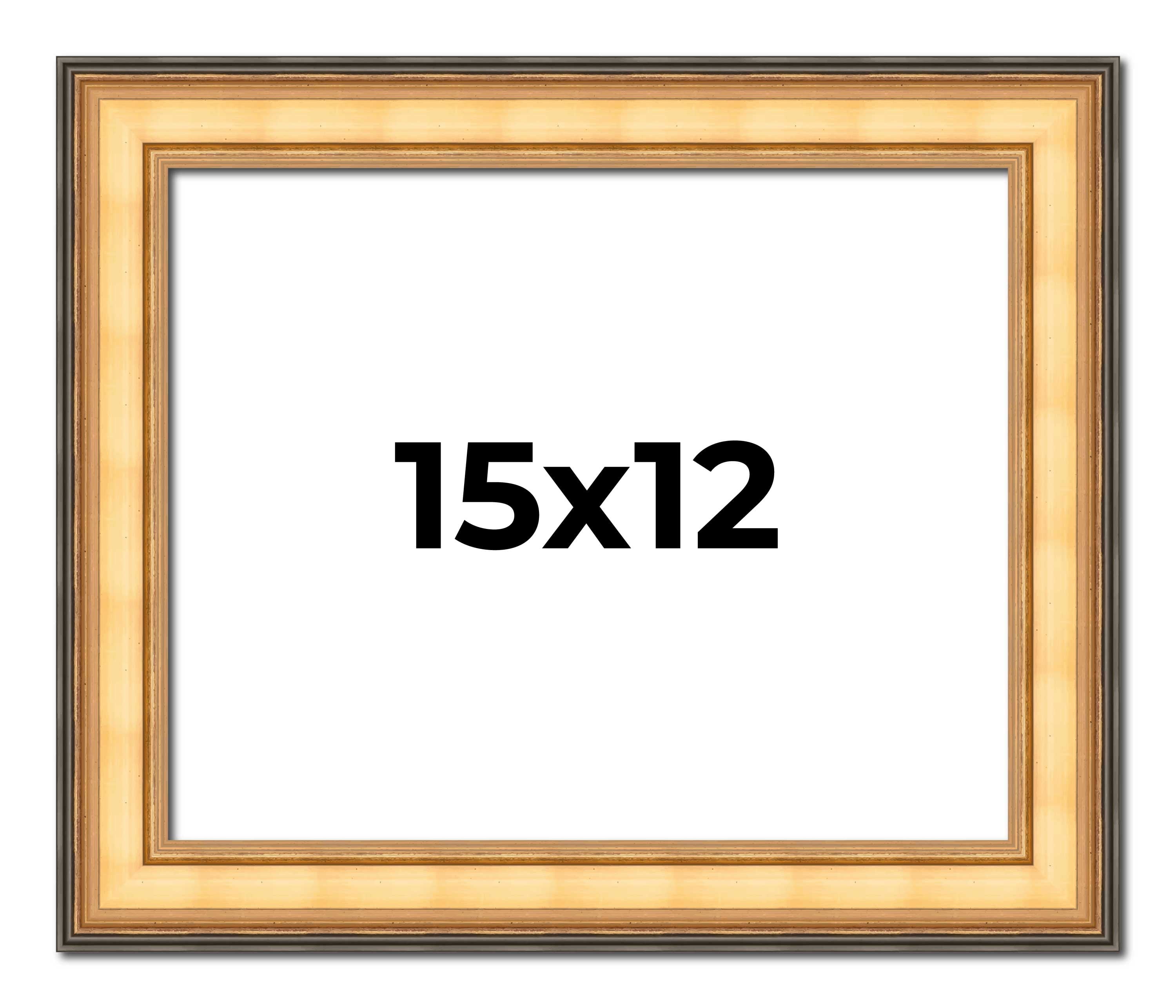 15x12 Frame Gold Plein Aire Solid Wood Picture Frame Width 2 Inches ...