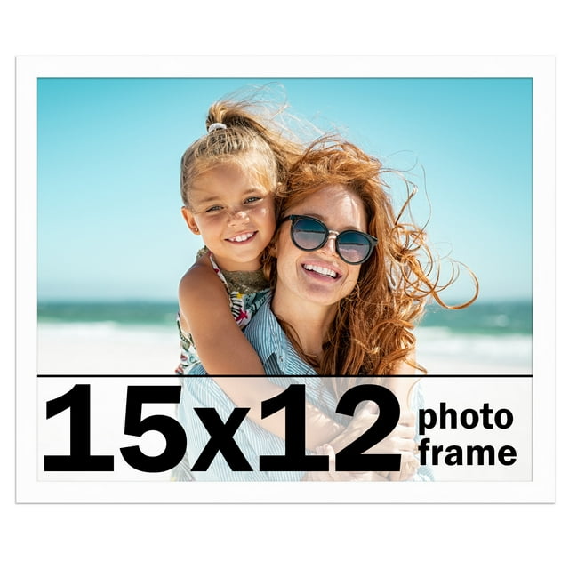 15x12 Frame White Solid Wood Picture Frame Includes UV Acrylic Shatter ...