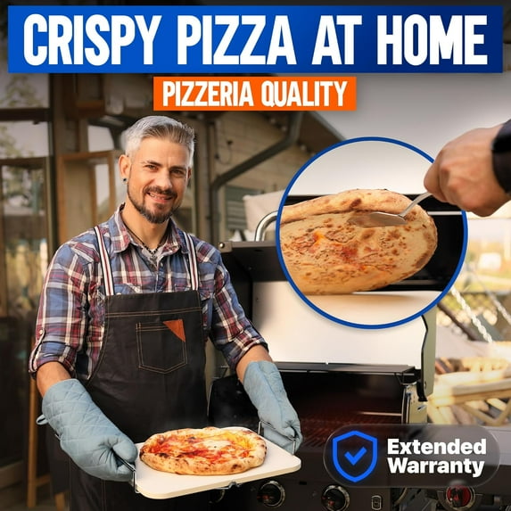 15x12-inch Pizza Stone for Oven & BBQ Grill with Handles, Rectangular ...