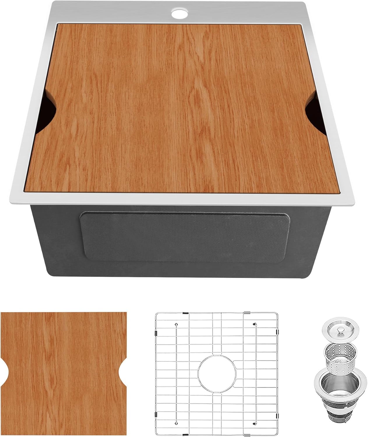 15x15 Inch Stainless Steel Drop in Kitchen Bar Sink, Handcrafted 18 ...