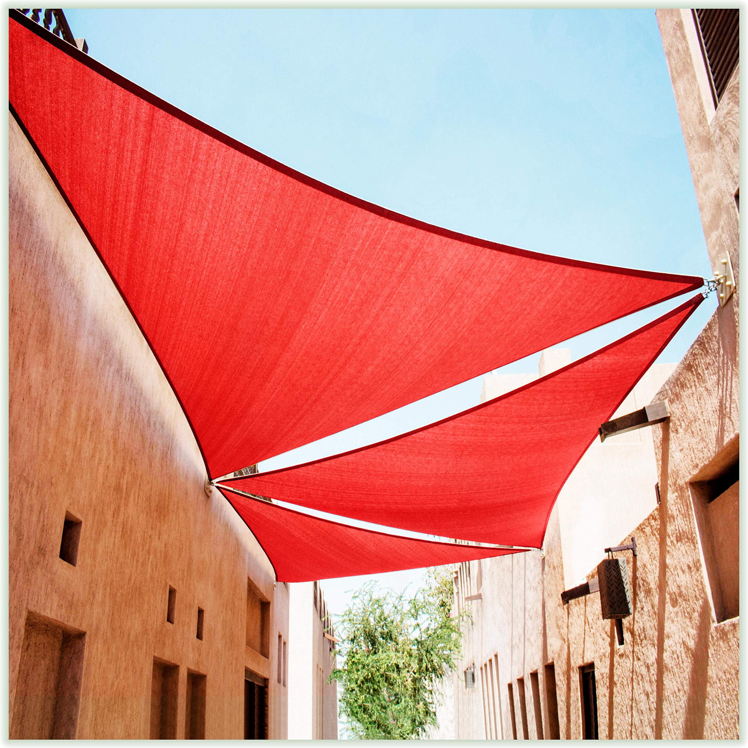 15x15x15 FT Red Triangle Sun Shade Sail Canopy, UV Block UPF50 ...