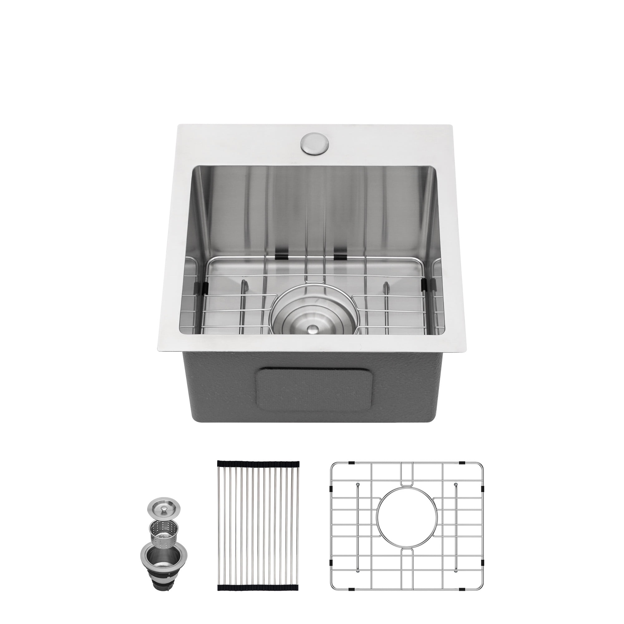 15x15x9 Inches 16-Gauge Stainless Steel Undermount Single-bowl Sink For ...