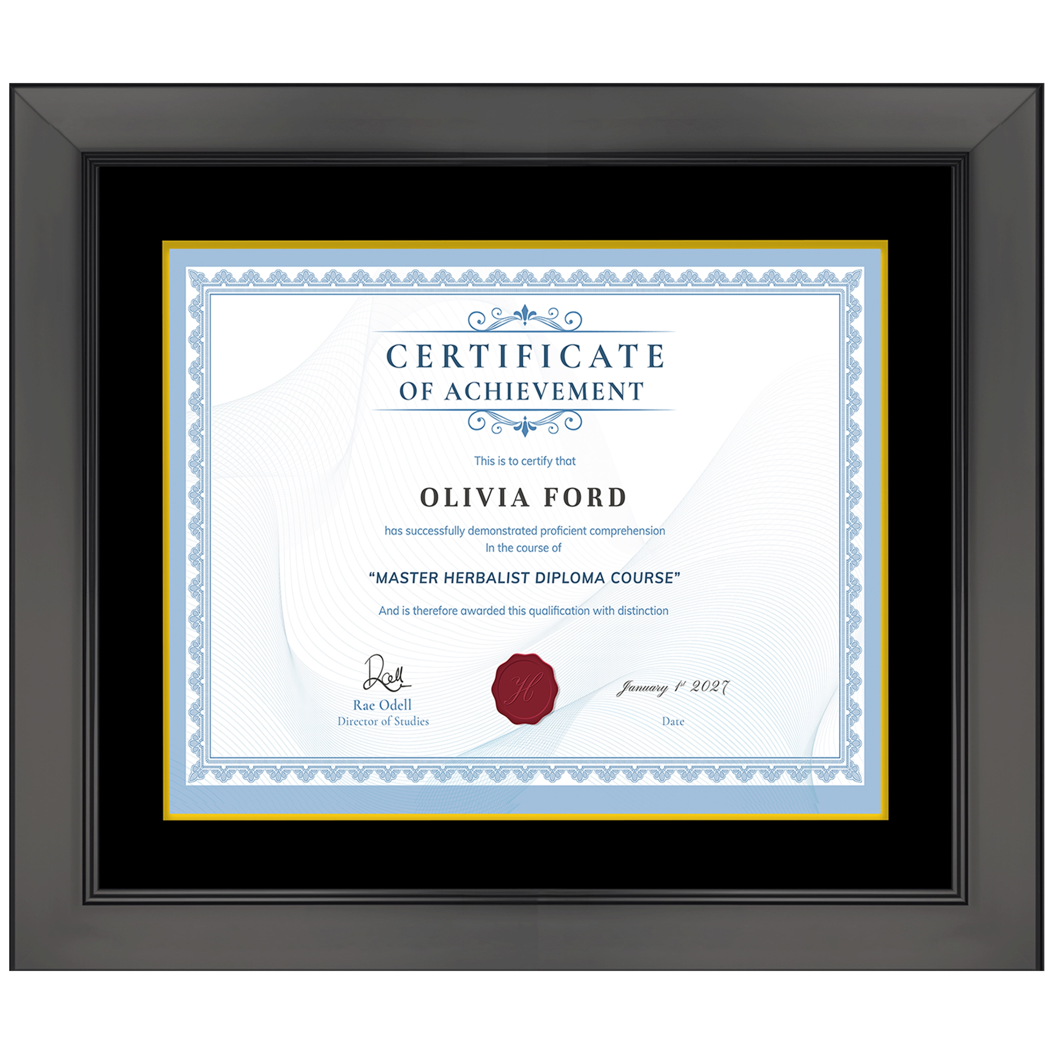 15x18 Black Diploma Frame - Black on Gold Double Mat - Displays 11x14 ...