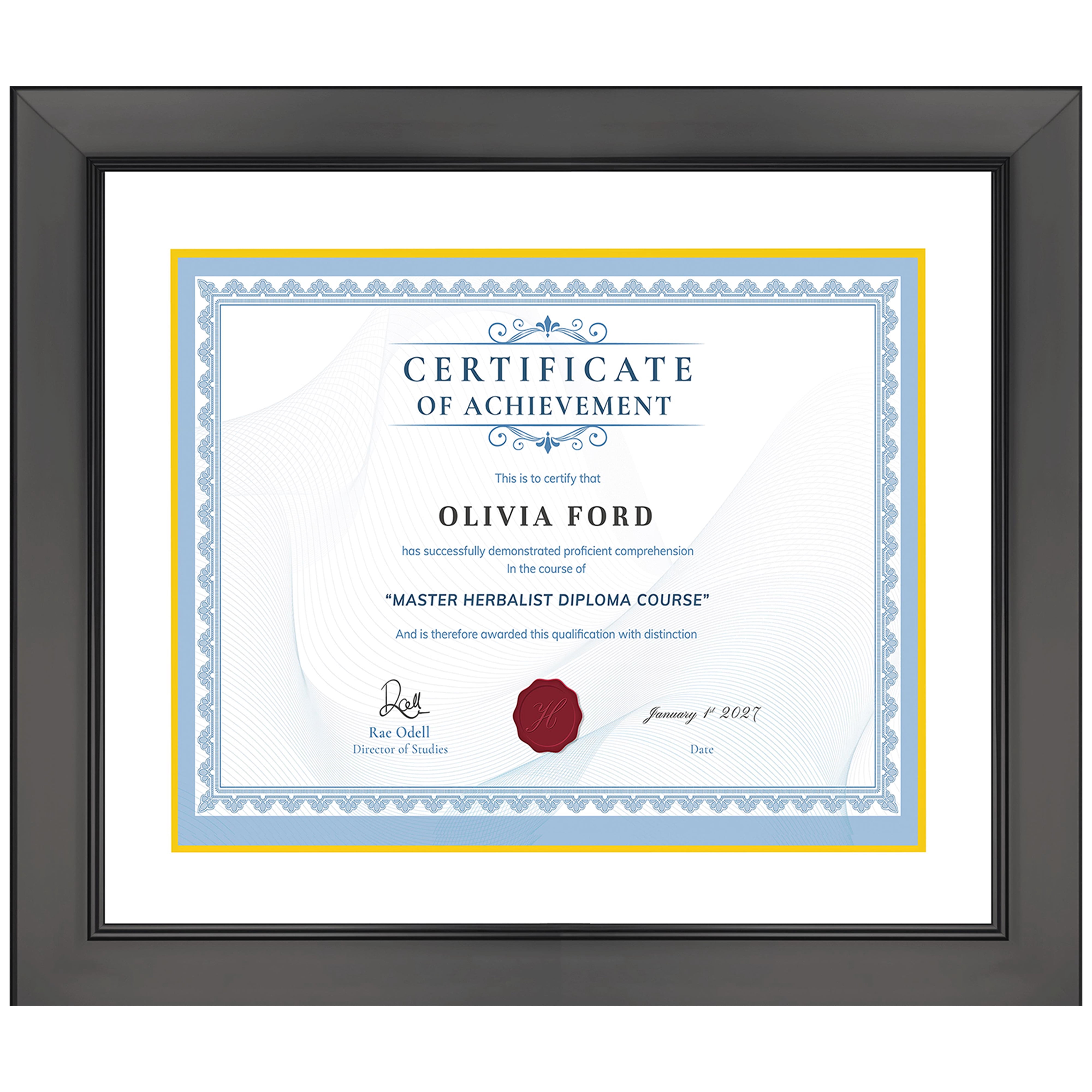 15x18 Black Diploma Frame - White on Gold Double Mat - Displays 11x14 ...