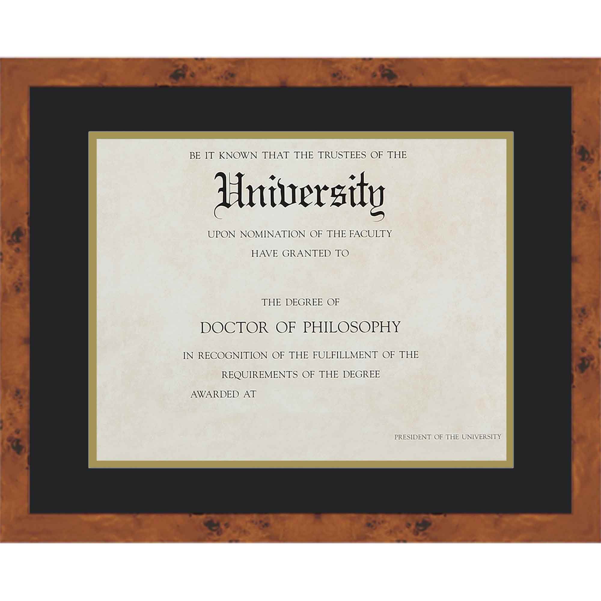 15x18 Brown Diploma Frame - Black on Gold Double Mat - Displays 11x14 ...