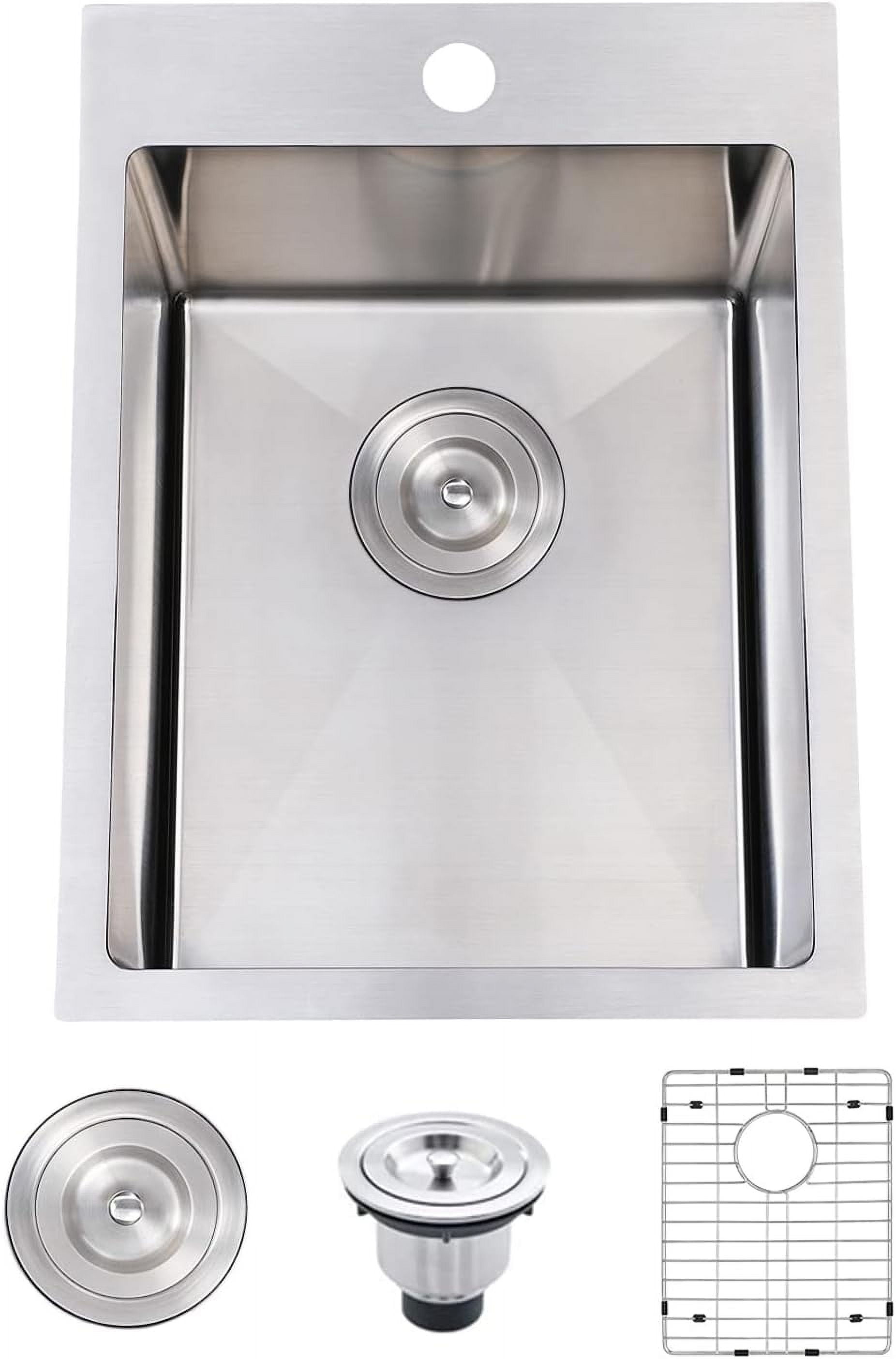 15x20 Inch Drop in Bar Sink, Small Kitchen Sink for RV, 16 Gauge 304 Stainless Steel Topmount ...