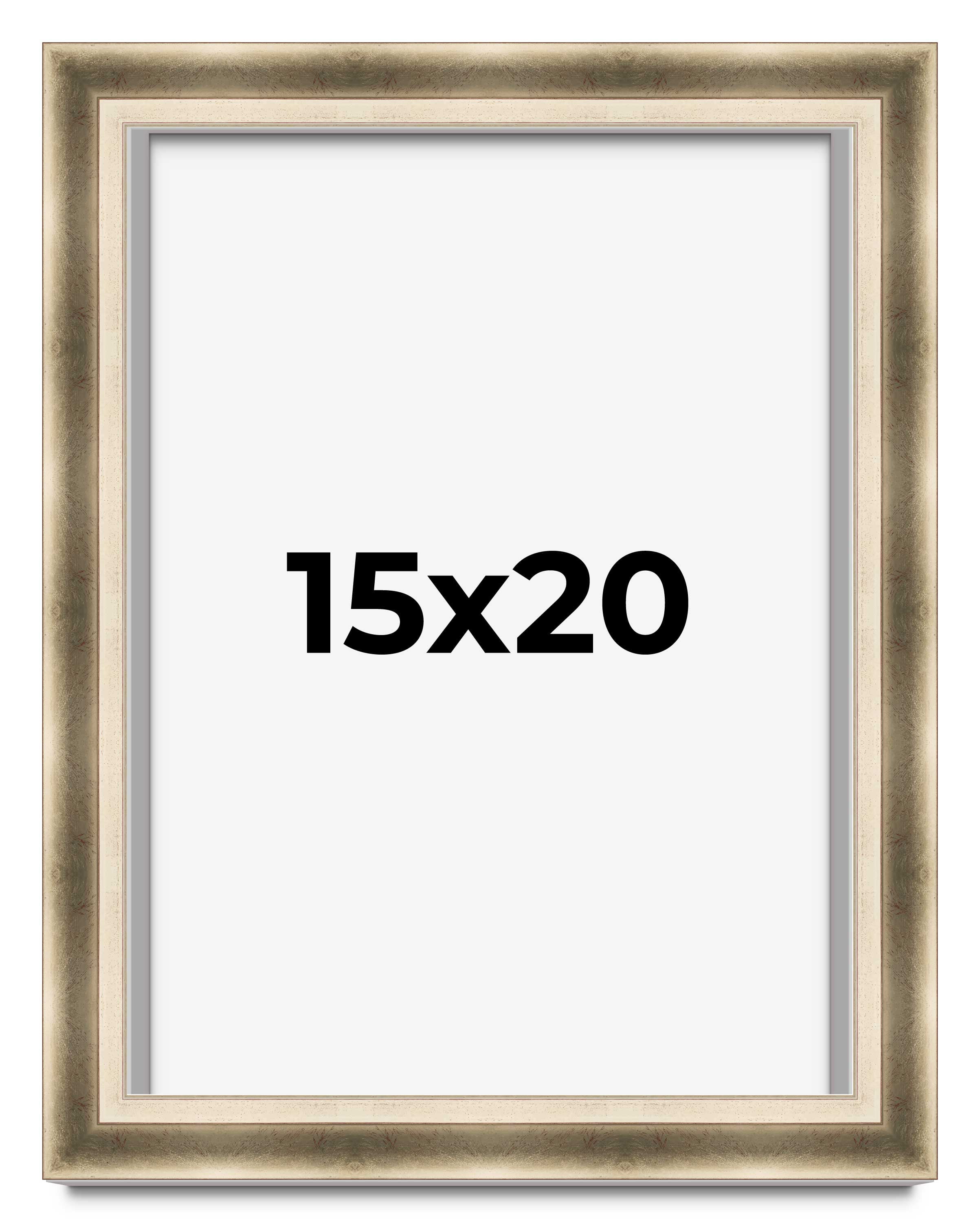 15x20 Shadow Box Frame Silver | 1.75 inches Deep Real Wood Traditional ...