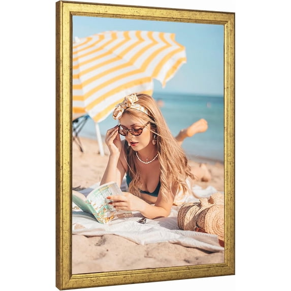 15x20 Wood Frame Gold, Ornate Natural 20x15in Picture Poster Frame ...