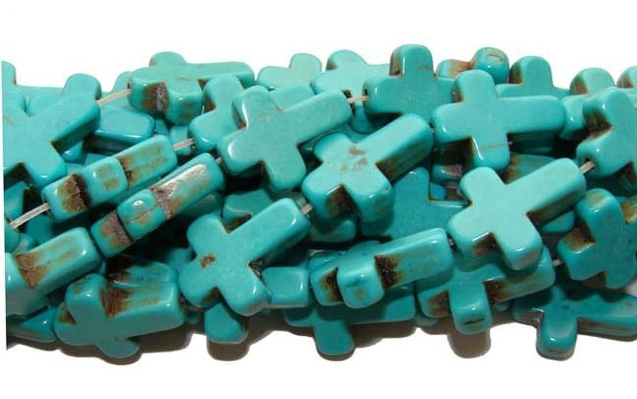 15x20mm 16" Strand Turquoise Blue Howlite Cross Beads For Jewelry ...