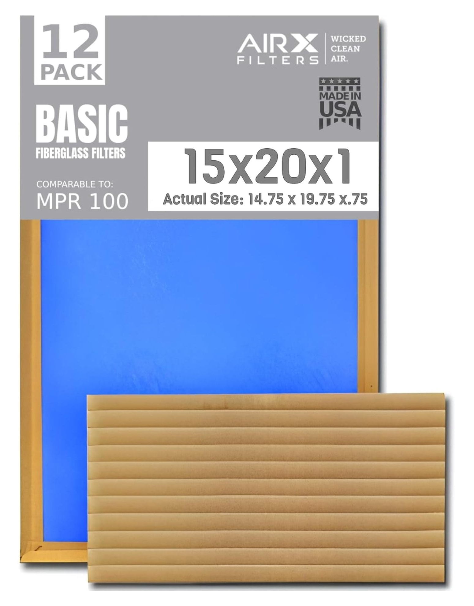 15x20x1 Air Filter Comparable to MPR 100 Basic Economy Furnace Filters ...
