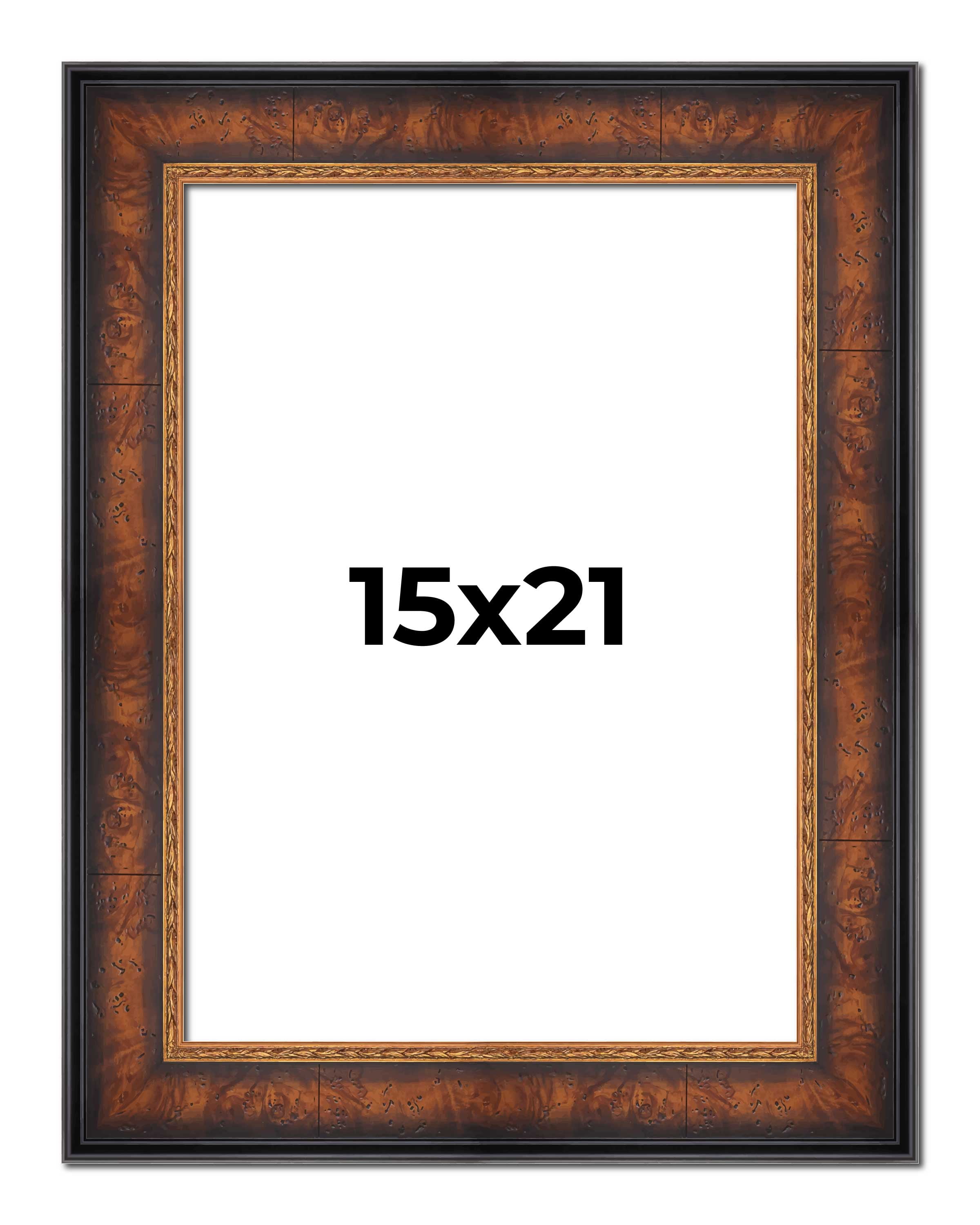 15x21 Frame Brown Walnut Gold Ornate Trim Solid Wood Plein Air Picture ...
