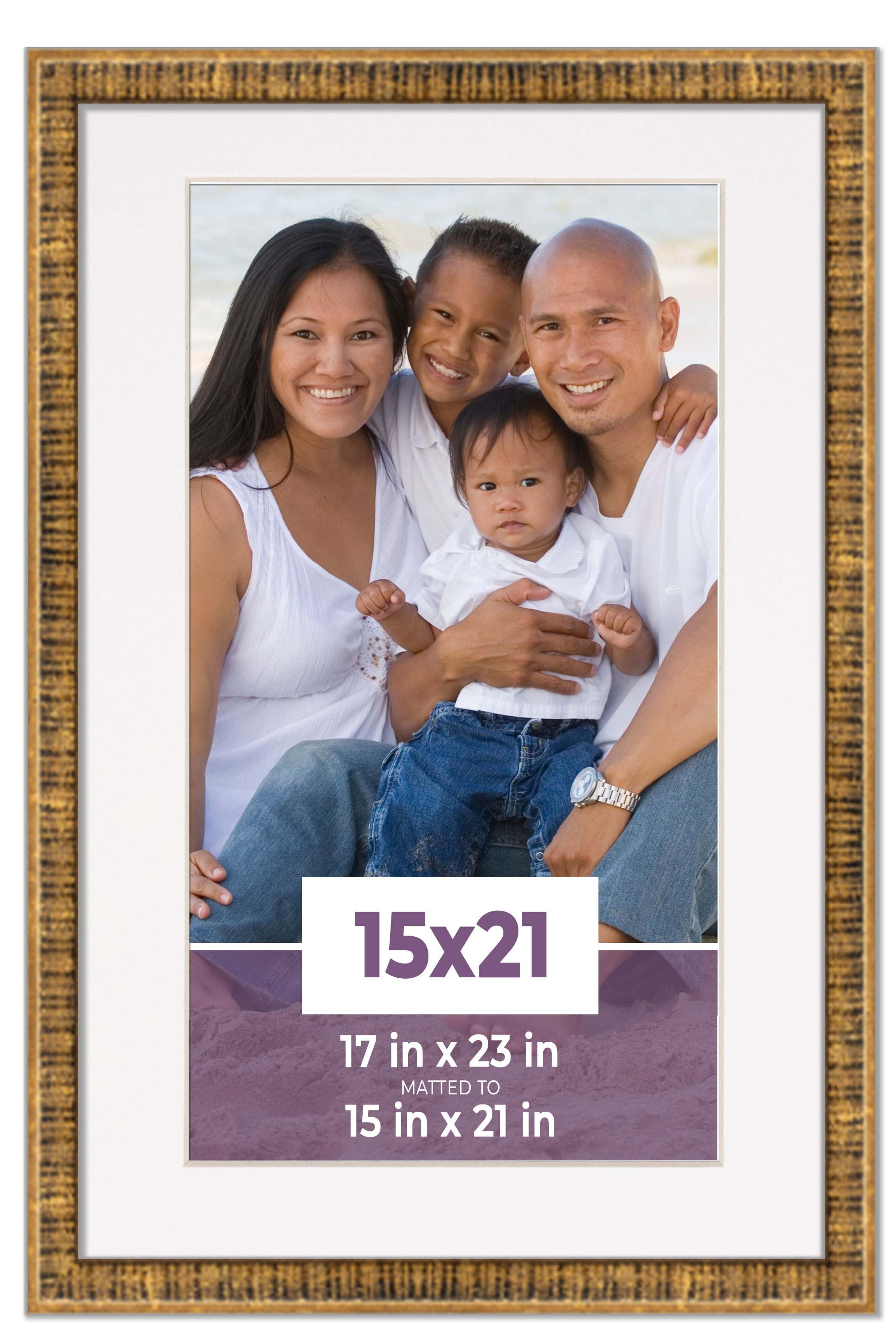 15x21 Frame Gold With White Picture Mat For 15x21 Photo - Gold 17x23 ...