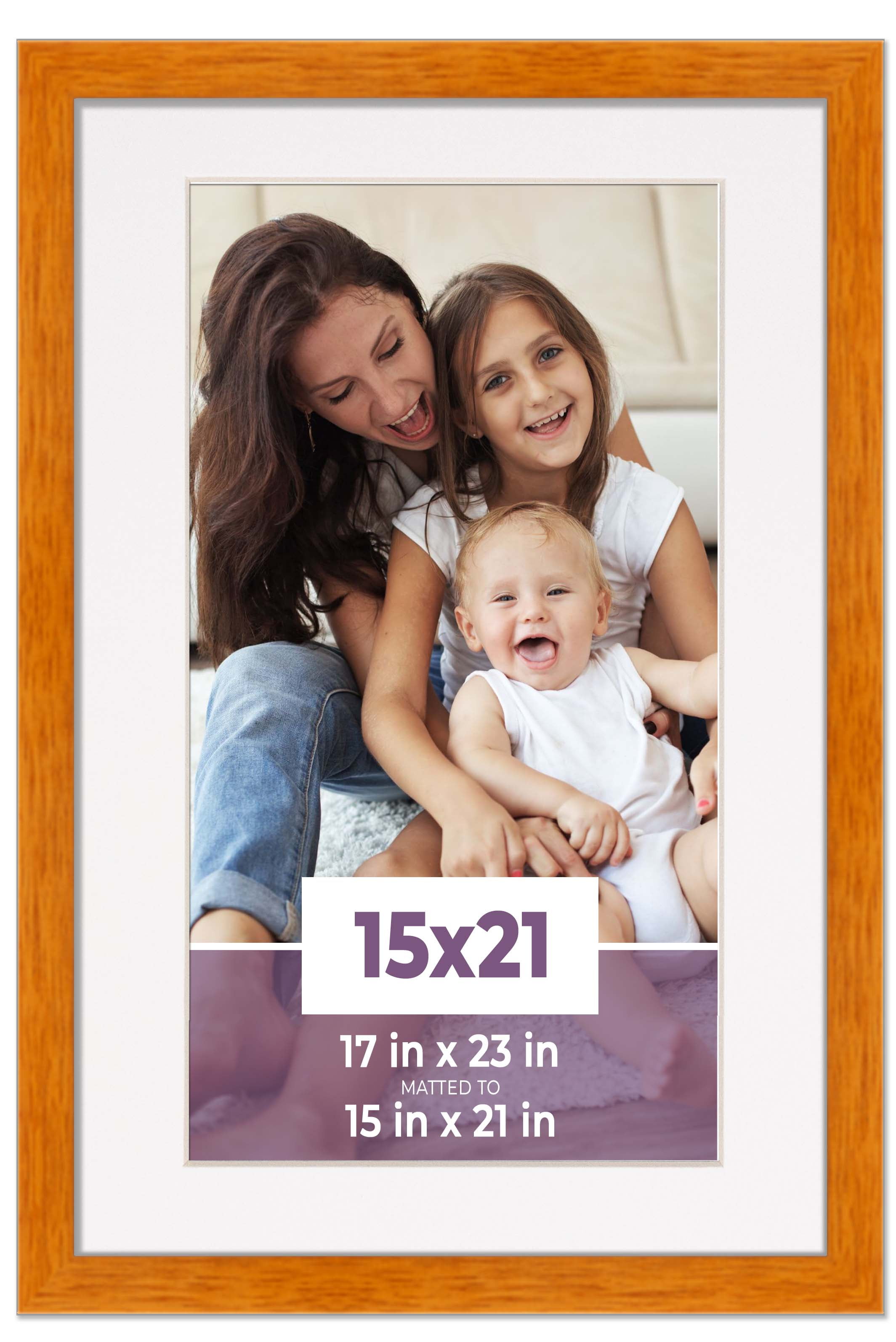 15x21 Frame Honey Pecan With White Picture Mat For 15x21 Photo - Honey ...