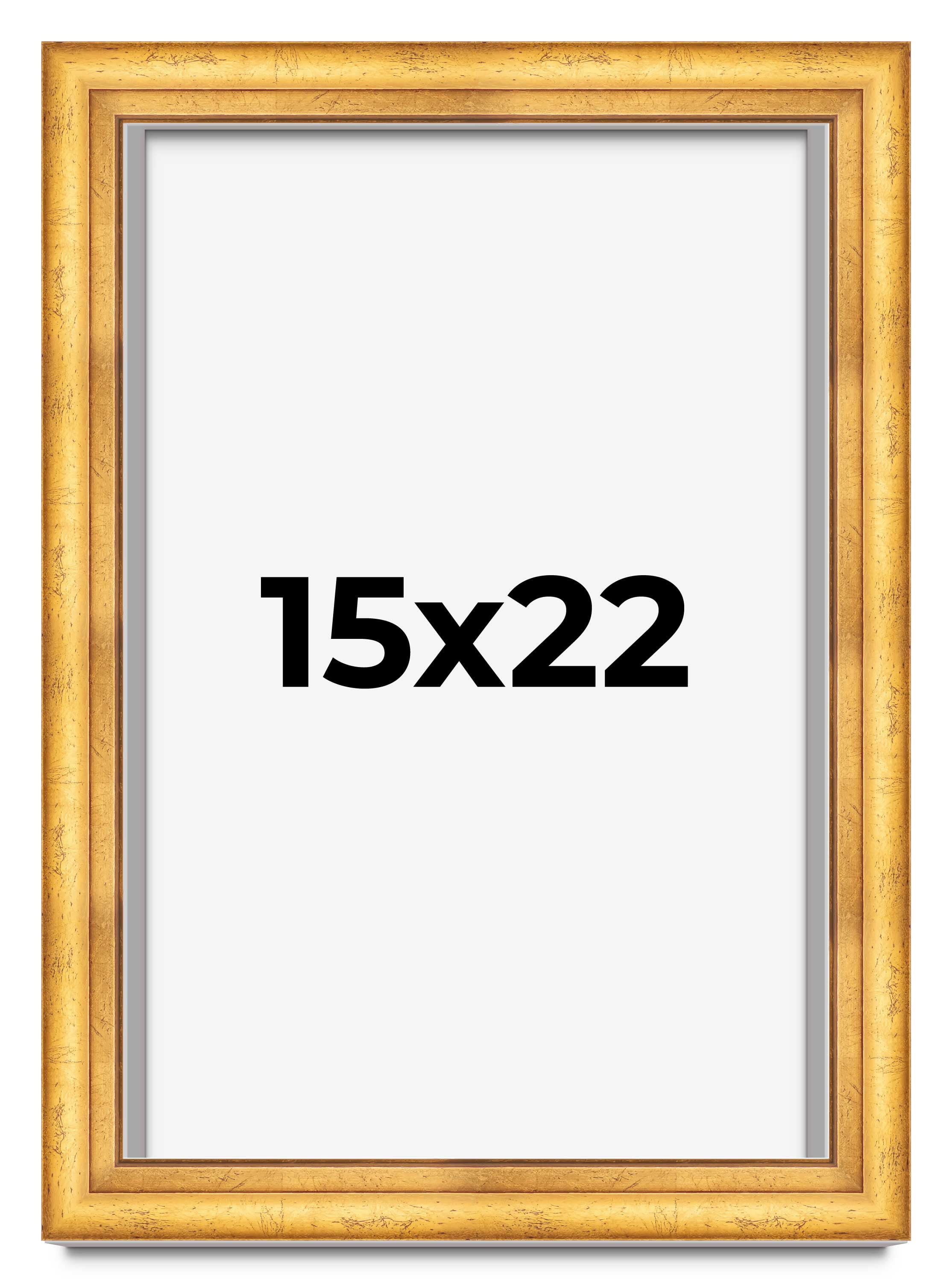 15x22 Shadow Box Frame Gold | 1.75 Inches Deep Real Wood Traditional ...