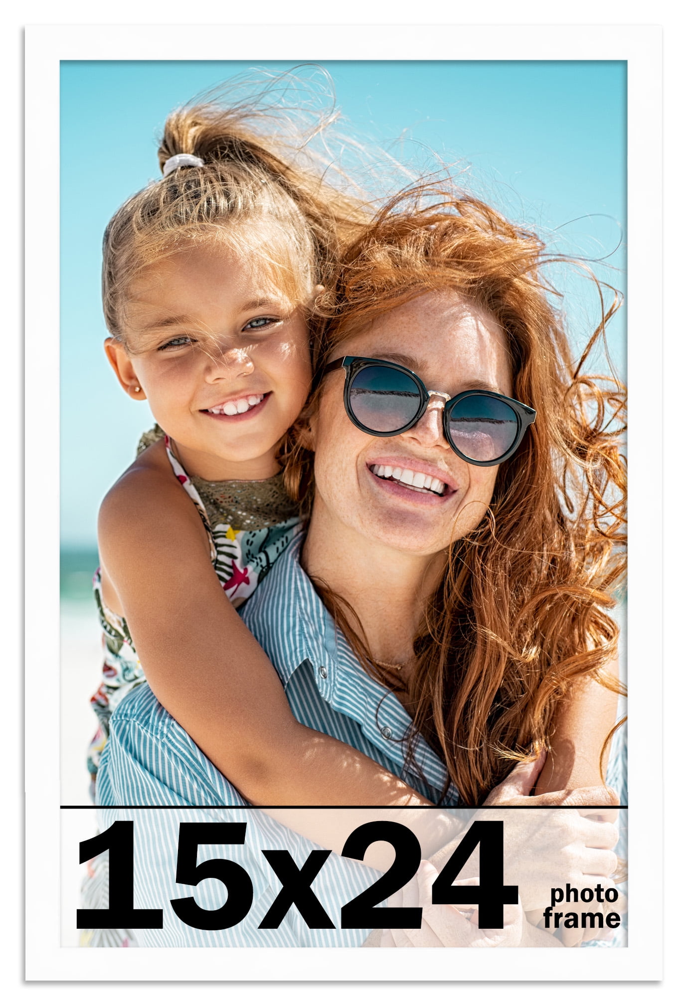 15x24 Frame White Solid Wood Picture Frame Includes UV Acrylic Shatter ...