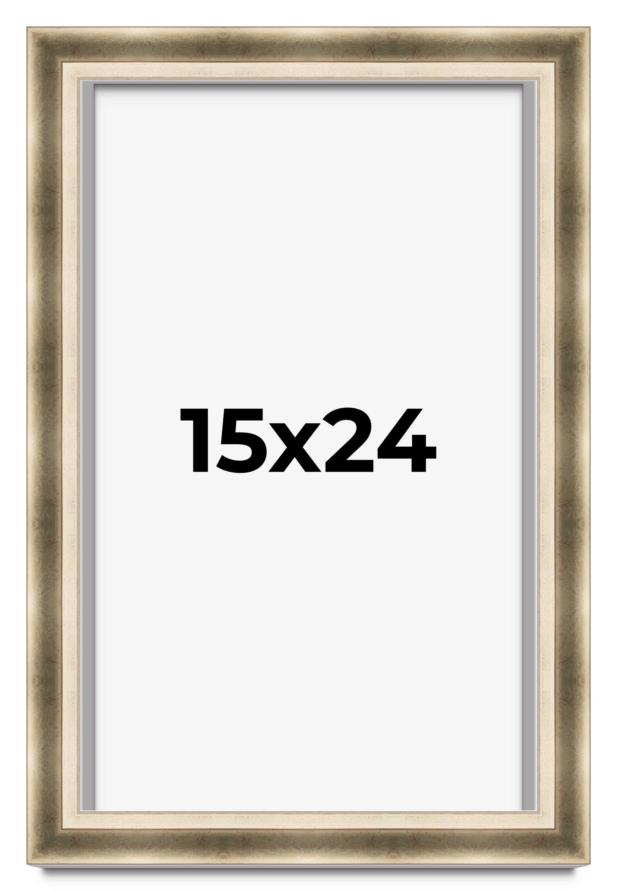 15x24 Shadow Box Frame Silver | 1.75 inches Deep Real Wood Traditional ...