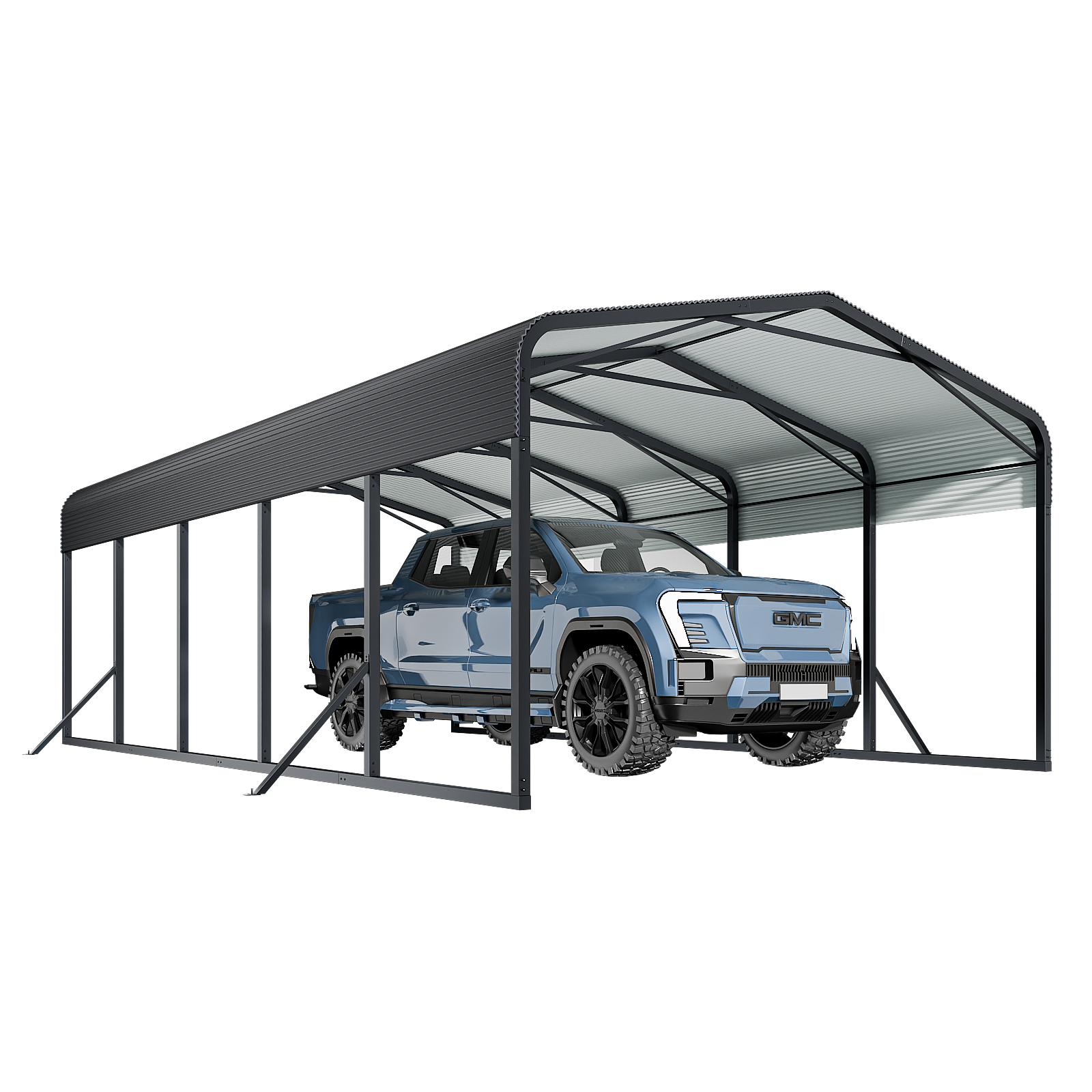 15x25FT Reinforced Metal Carport, Heavy Duty Steel Structure with ...