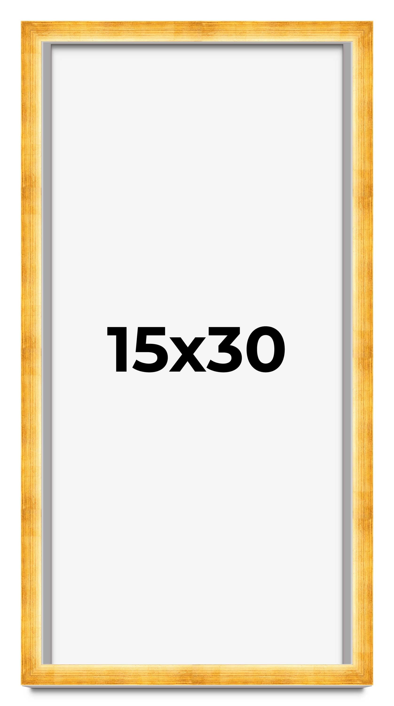 15x30 Shadow Box Frame Gold | 1.625 Inches Deep Real Wood Traditional ...