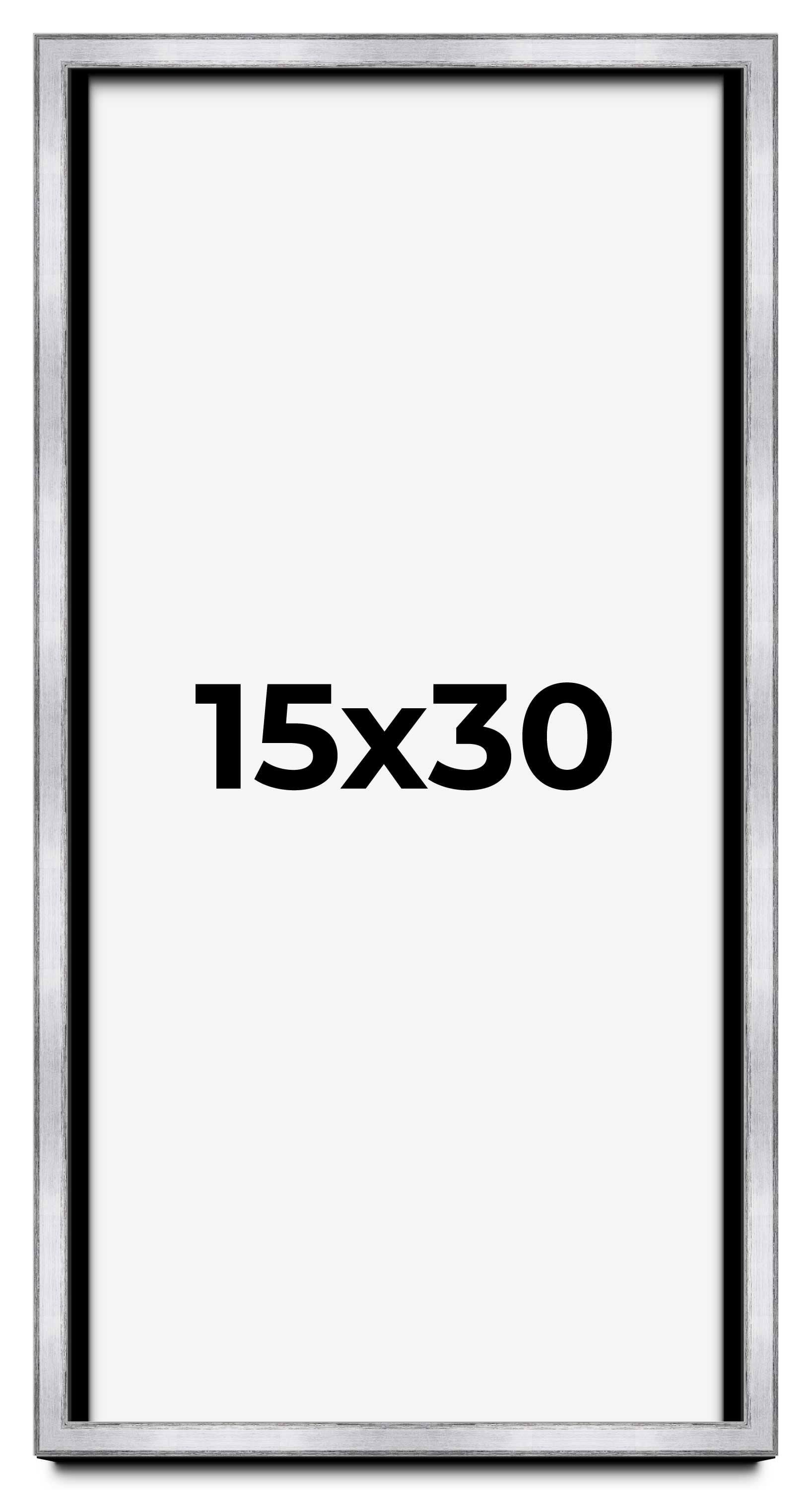 15x30 Shadow Box Frame Silver | 1.375 Inches Deep Real Wood ...