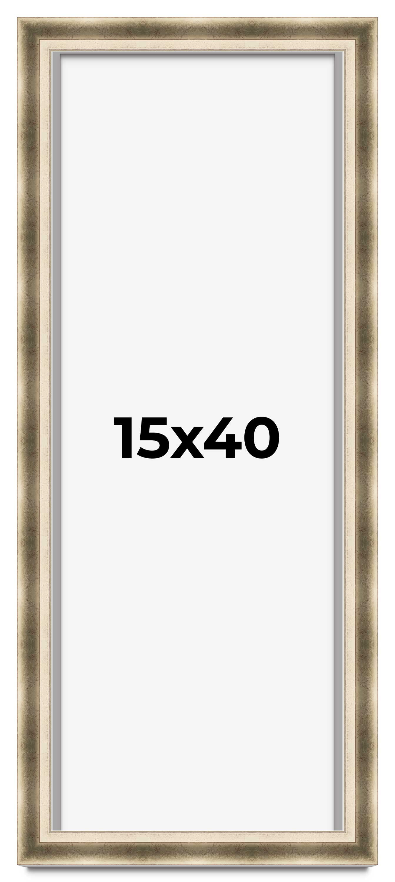 15x40 Shadow Box Frame Silver | 1.75 inches Deep Real Wood Traditional ...