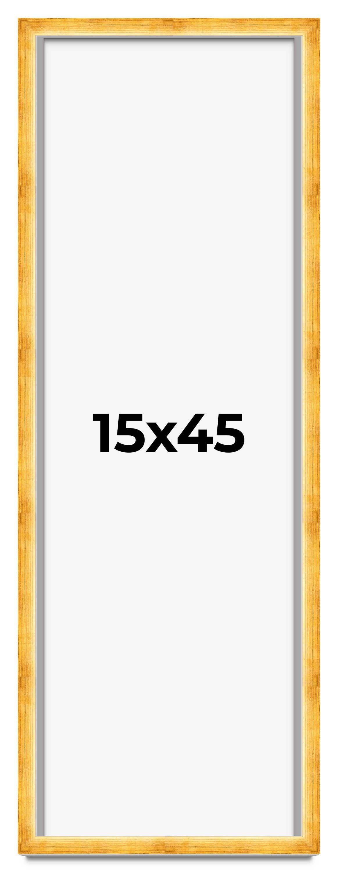 15x45 Shadow Box Frame Gold | 1.625 Inches Deep Real Wood Traditional ...