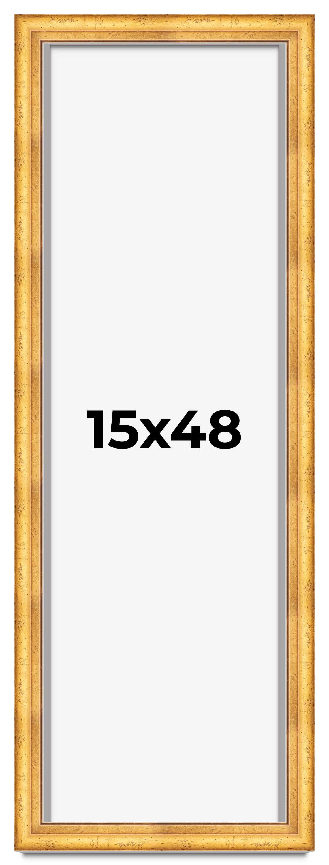 15x48 Shadow Box Frame Gold | 1.75 Inches Deep Real Wood Traditional ...