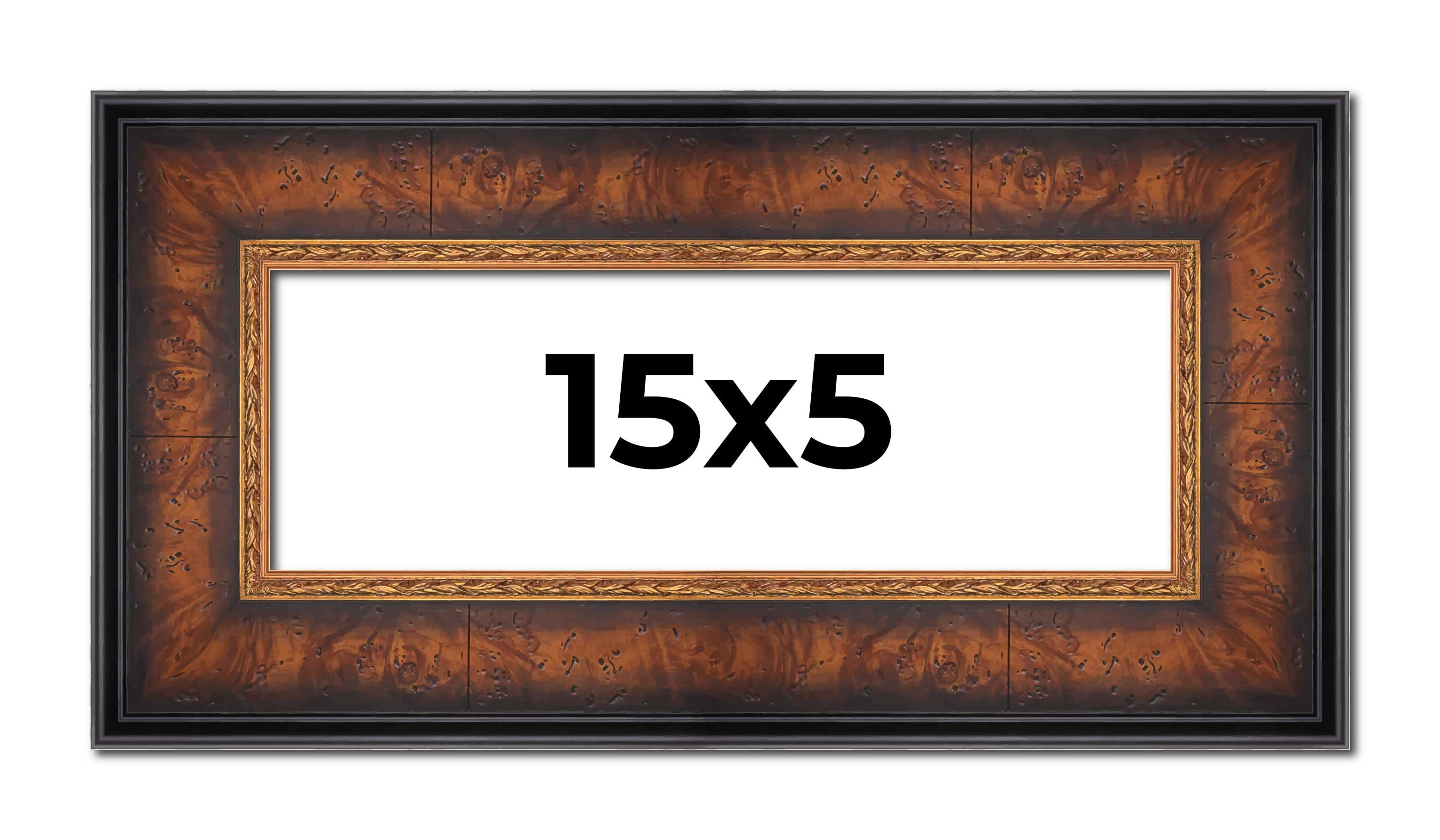 15x5 Frame Brown Walnut Gold Ornate Trim Solid Wood Plein Air Picture ...