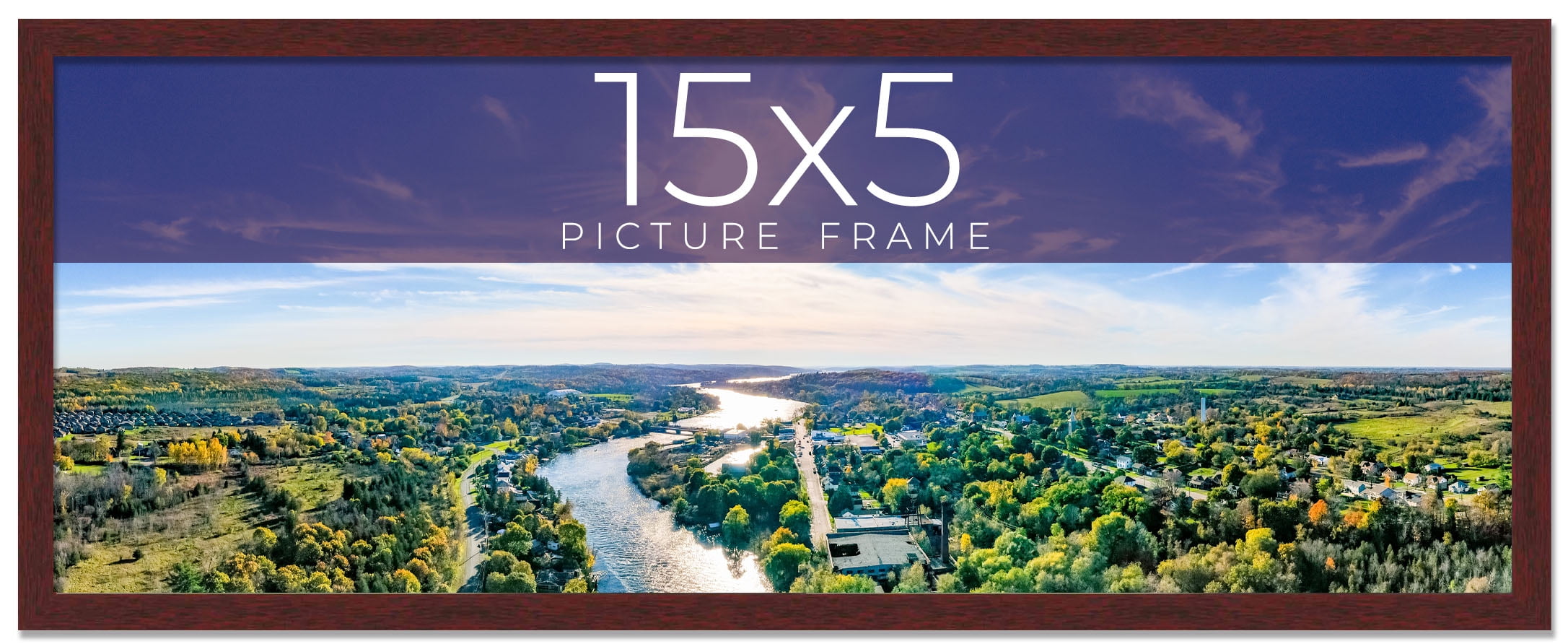 15x5 IN Frame Brown Solid Wood Picture Frame Width 0.75 Inches ...