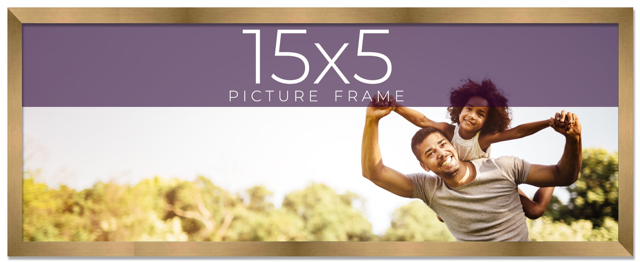 15x5 IN Frame Gold Bronze Solid Wood Picture Frame Width 0.75 Inches ...