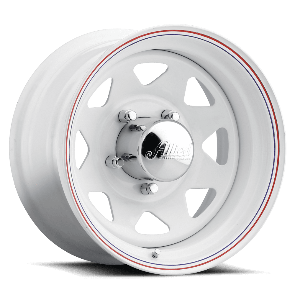 15x6 Allied 80 Series 8 Spoke White Steel Wheel 5x5.5 (0mm) - Walmart.com