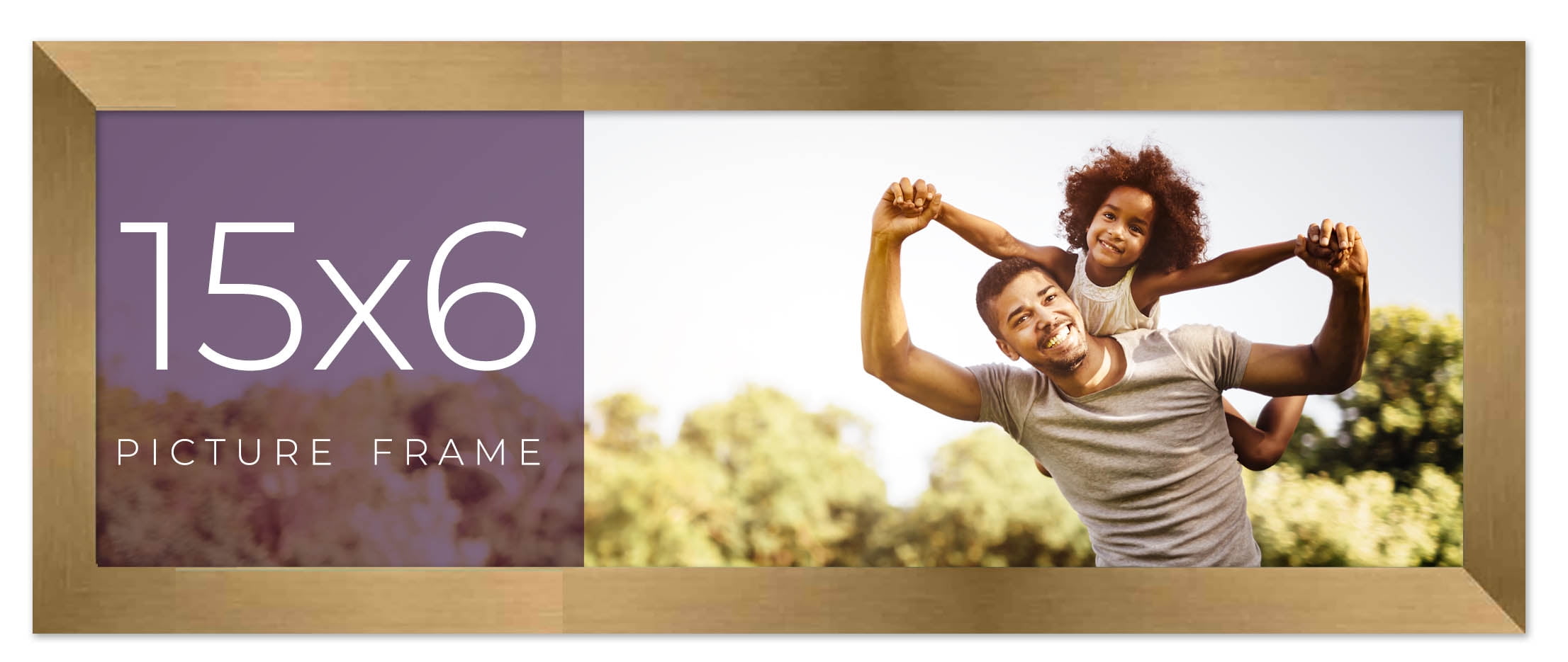 15x6 Frame Gold Bronze Solid Wood Picture Frame Width 0.75 Inches ...