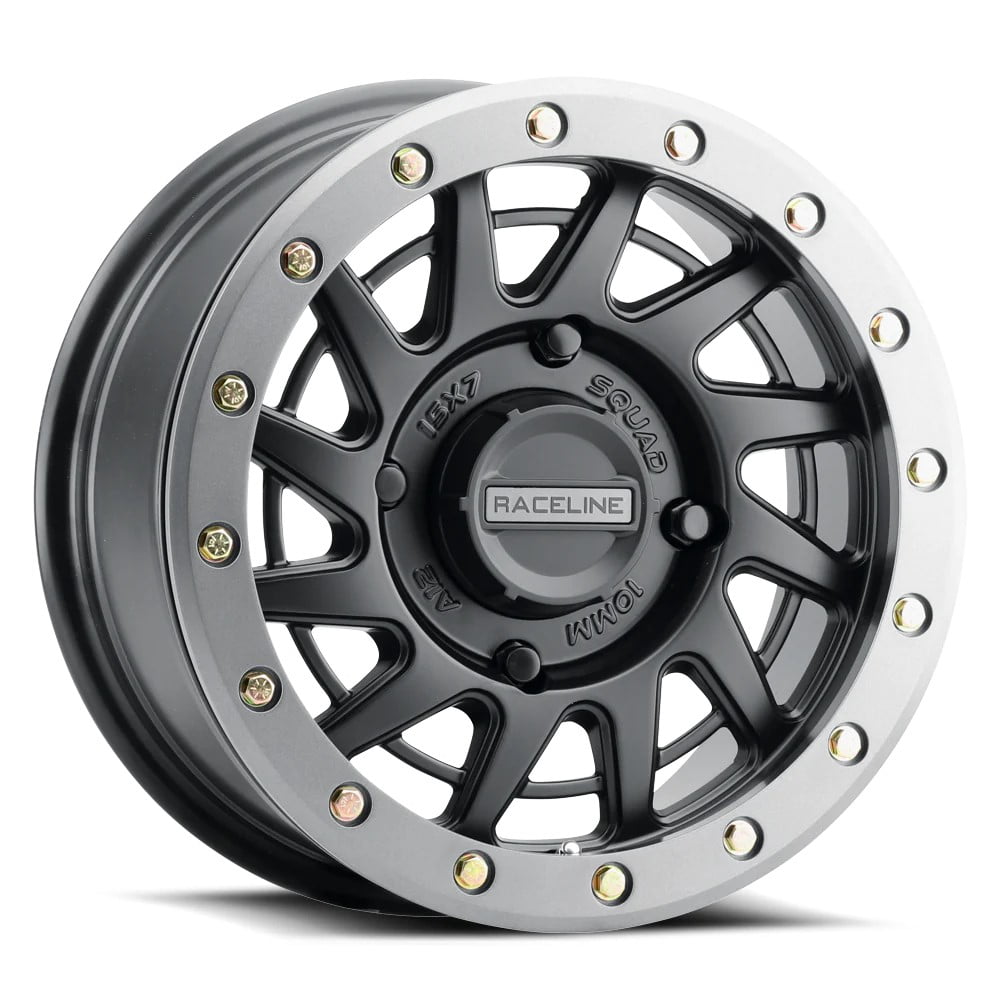 15x7 Raceline A12BG Squad Black Grey BEADLOCK UTV Wheel 4x156 (38mm ...