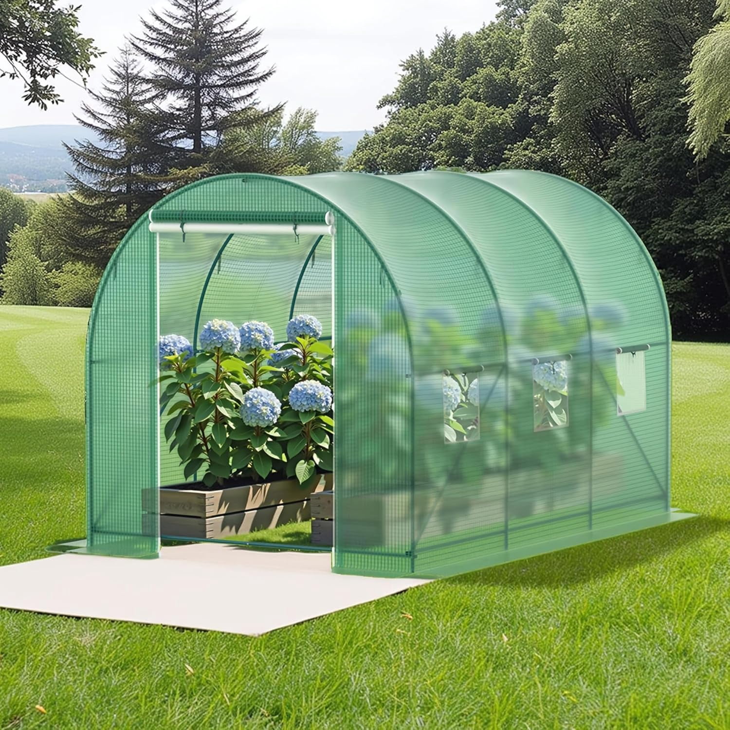 15x7x7 FT Walk-in Greenhouse for Outdoors w/ Watering System 8 ...