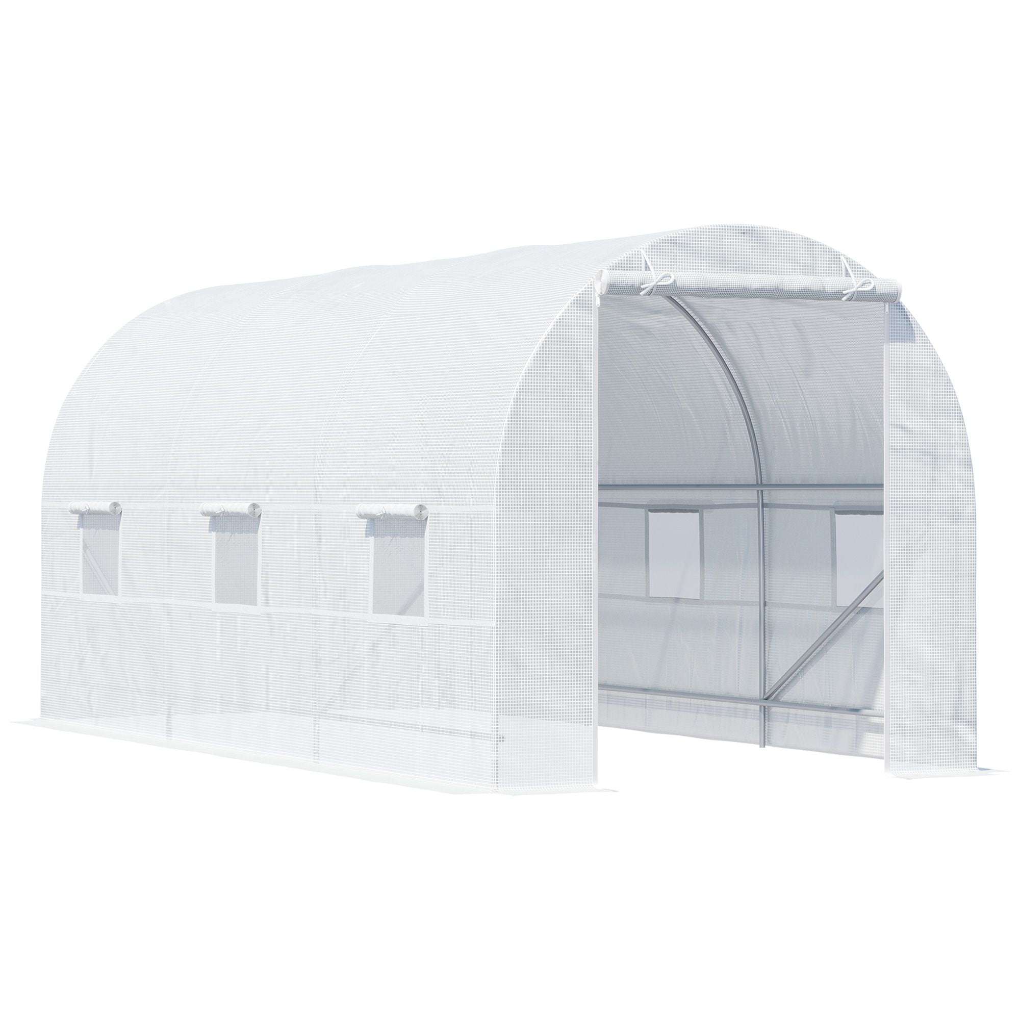 15x7x7 High Tunnel Greenhouse, with 6 Roll-up Windows & Roll Up Door ...