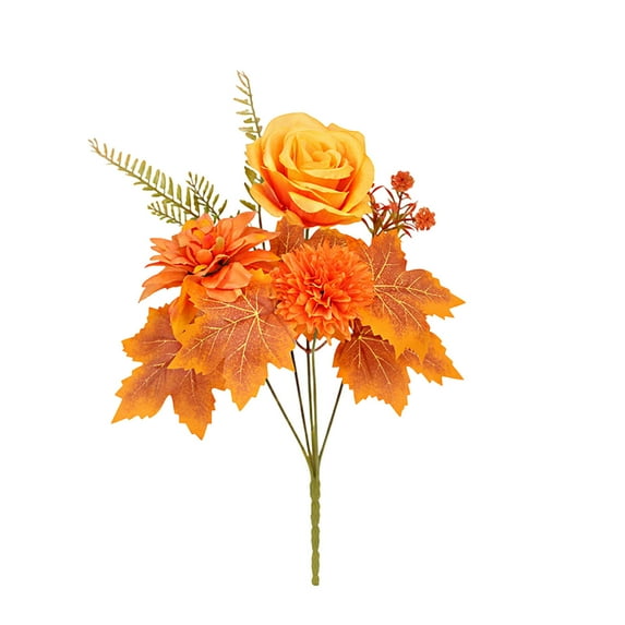 15x8" Maple Leaf Sprays Artificial Autumn Bouquet Orange Fall Decor for ...