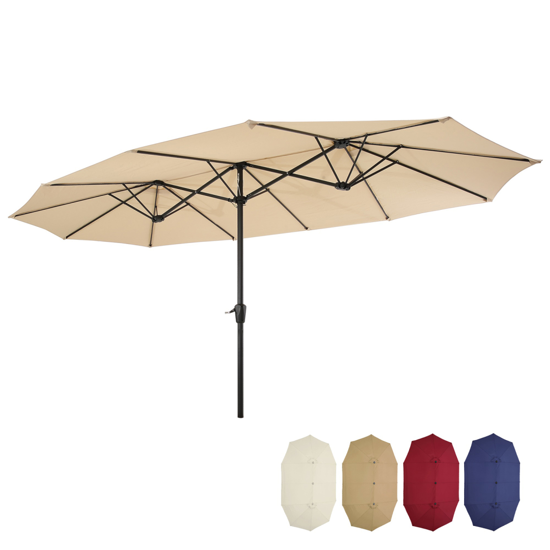 15x9ft Large Twin Patio Umbrellas without Base, Outdoor Double-Sided ...