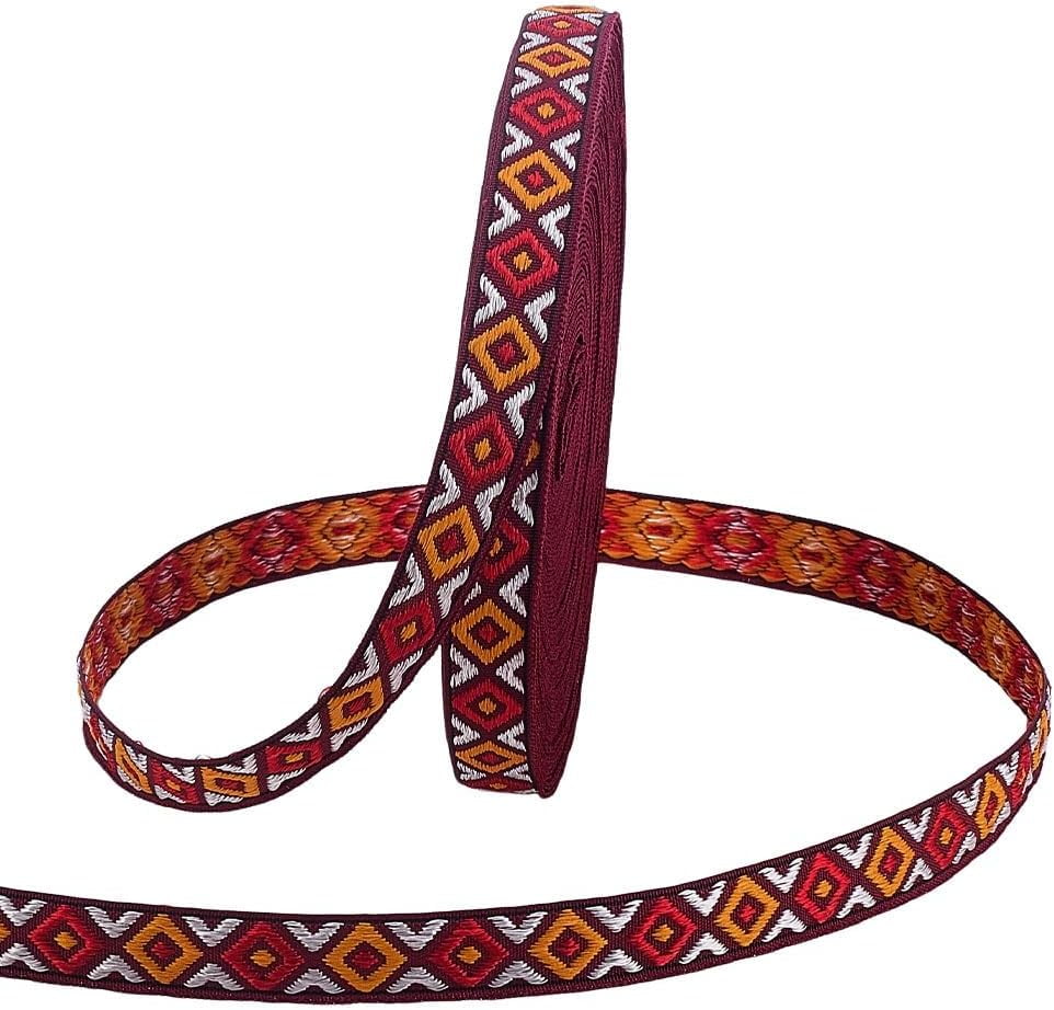 15yards Jacquard Ribbon 1/2 Inch Rhombus Embroidered Ribbon Ethnic ...