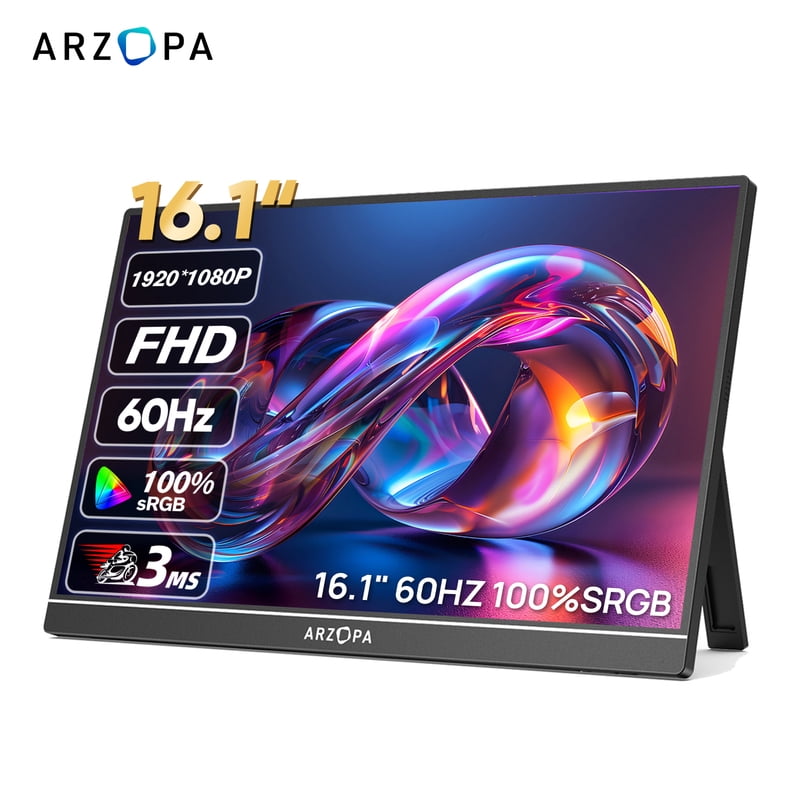 16.1'' 100% sRGB Portable Monitor FHD1080P IPS Screen Second Monitor ...