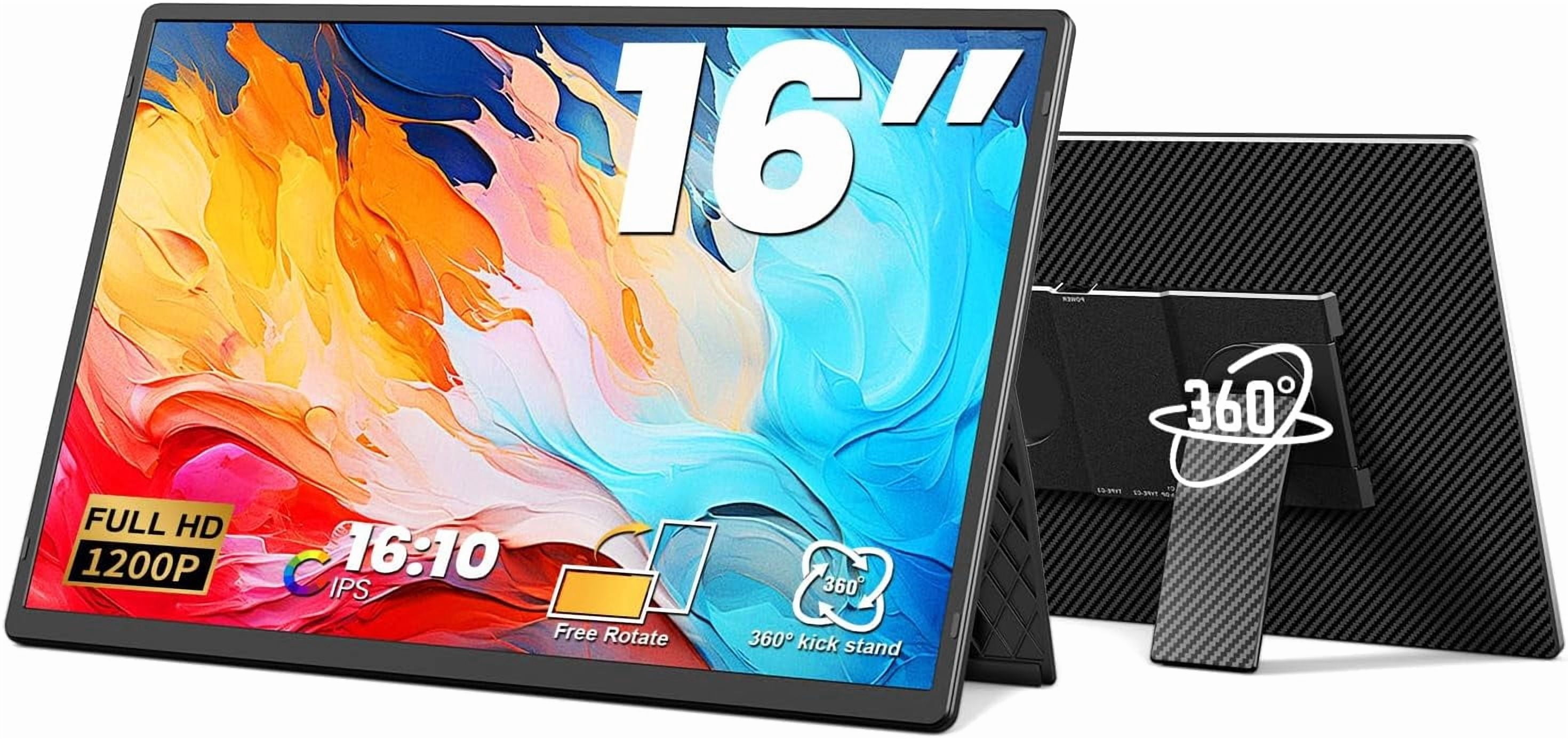 16.1" Portable , 1200P FHD Laptop Screen Extender, 360? Rotating ...