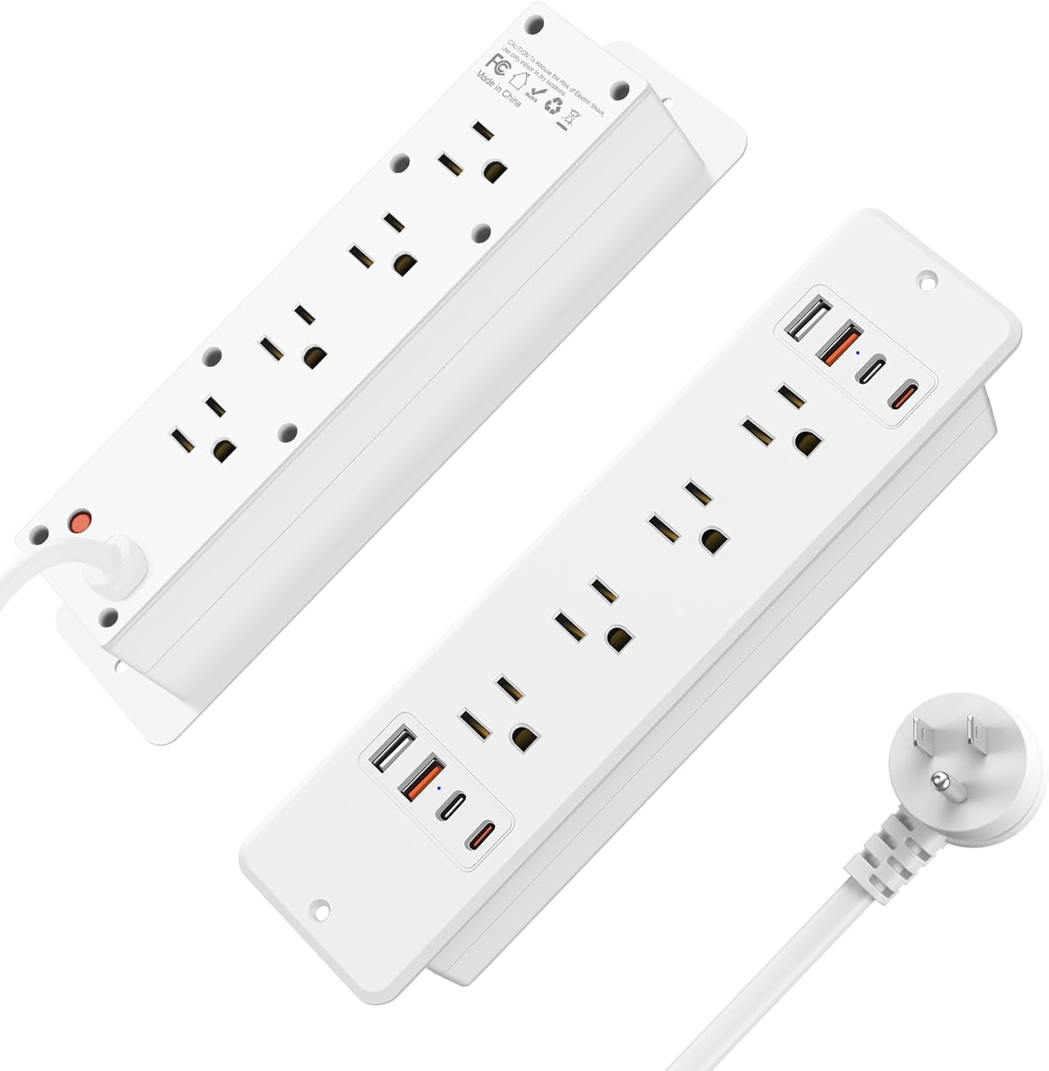 16 in 1 Recessed Power Strip Flat Plug, 30W Fast Charging Furniture ...