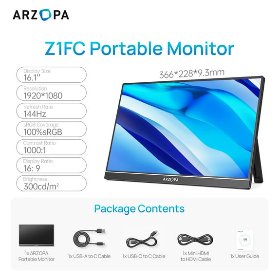16.1 inch 100% sRGB 144Hz Portable Monitor Gaming Laptop Display with ...