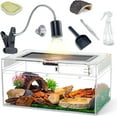 16×10×8'' Reptile Tank Kit with Heat Lamp, Spray Bottle, Shovel ...