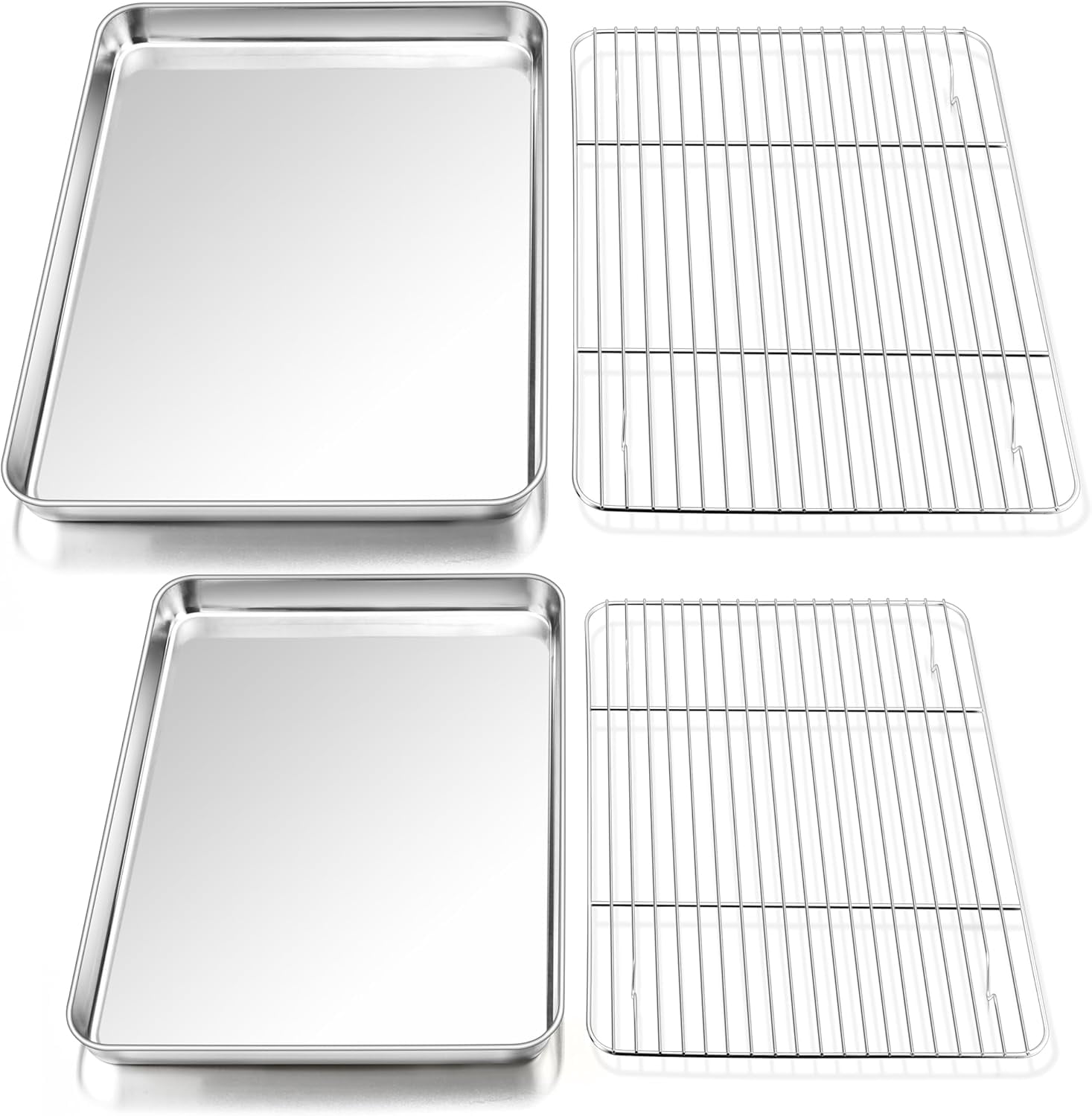 16 + 12.5 Inch Stainless Steel Baking Sheet with Rack Set (2 ans+ 2 ...