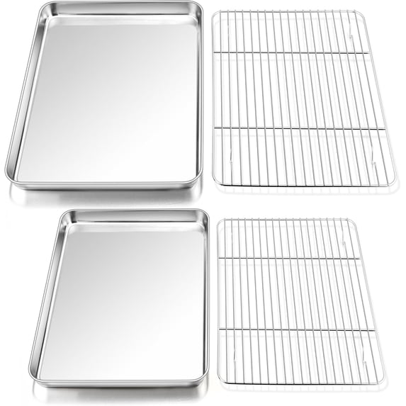 16 + 12.5 Inch Stainless Steel Baking Sheet with Rack Set (2 ans+ 2 ...