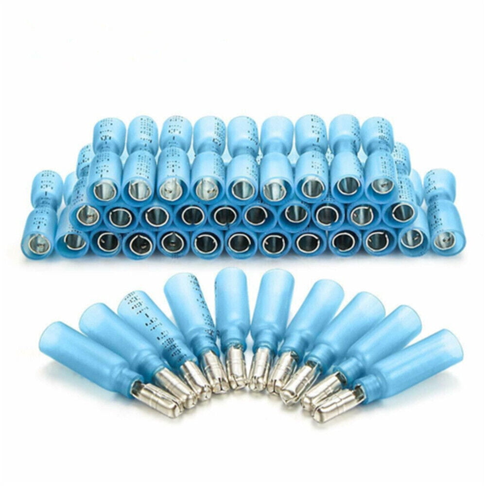 16-14AWG Blue Heat Shrink Bullet Wire Connectors Female Male Terminals ...