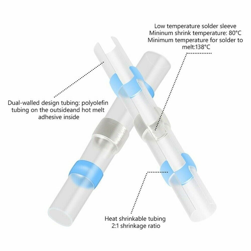 16-14AWG Wire Connectors Heat Shrink Solder Seal Sleeve Butt Terminals 500pcs - Walmart.com