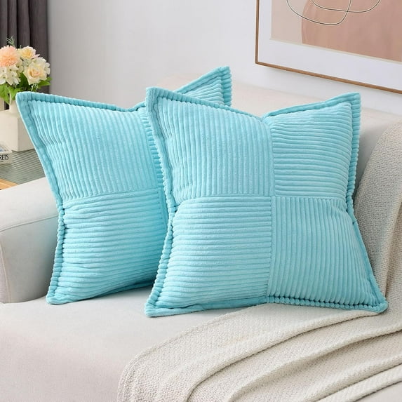 16×16 Inch Decorative Throw Pillow Cover Set, Soft Corduroy Fabric ...