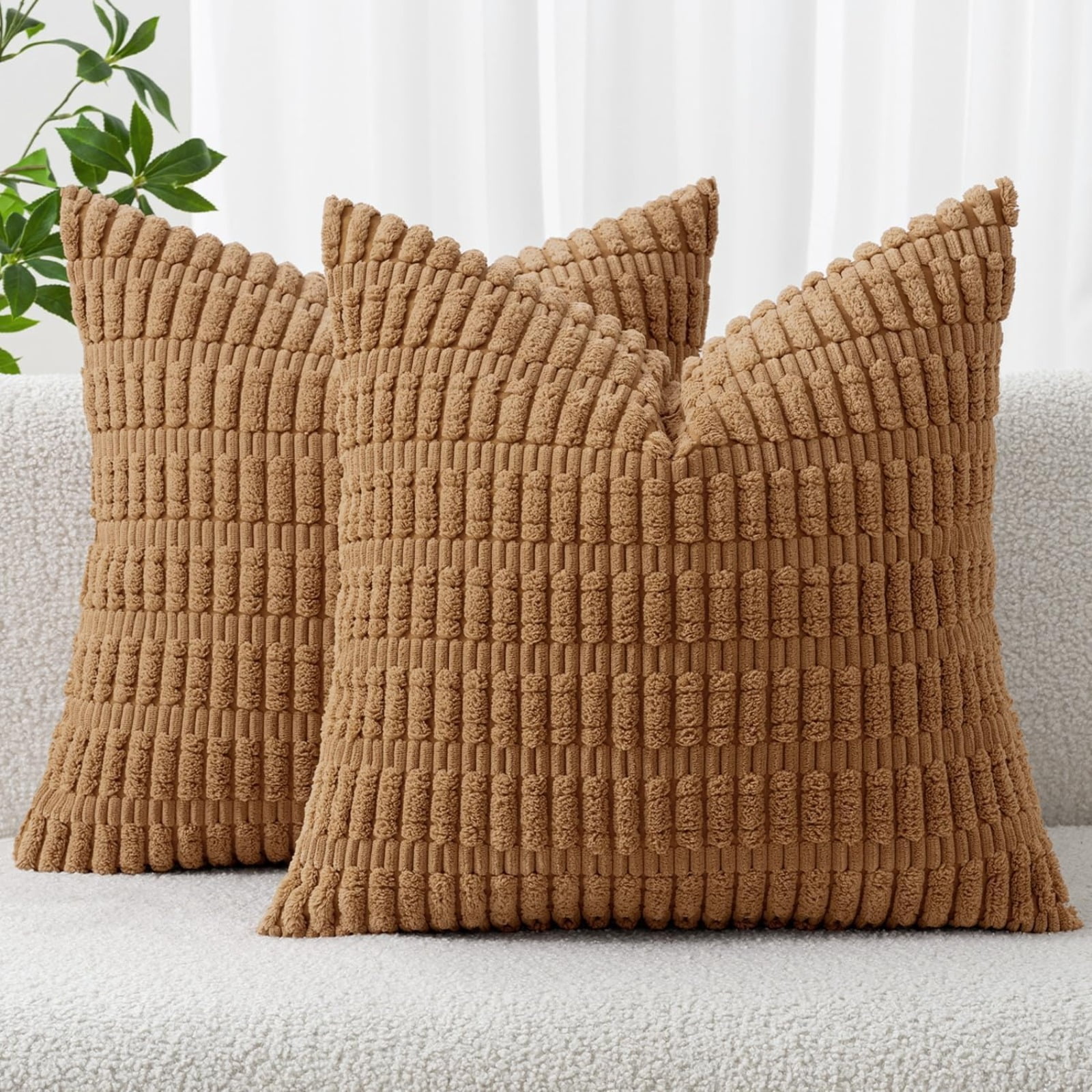 16×16 Inch Decorative Throw Pillow Cover Set, Soft Plush Fabric ...