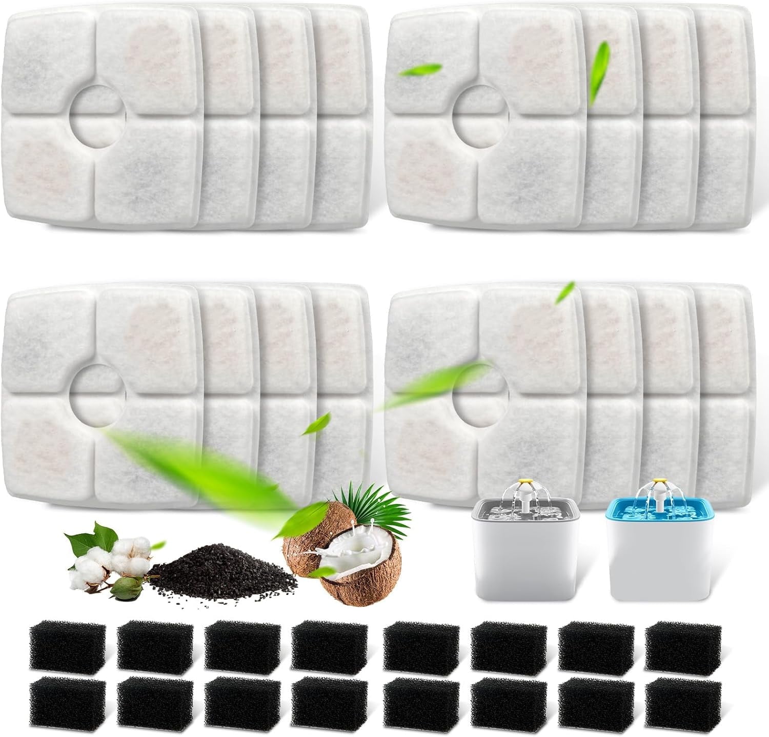 16 + 16 Pack Replacement Filters & Pre-Filter Sponges for Veken 84 oz ...