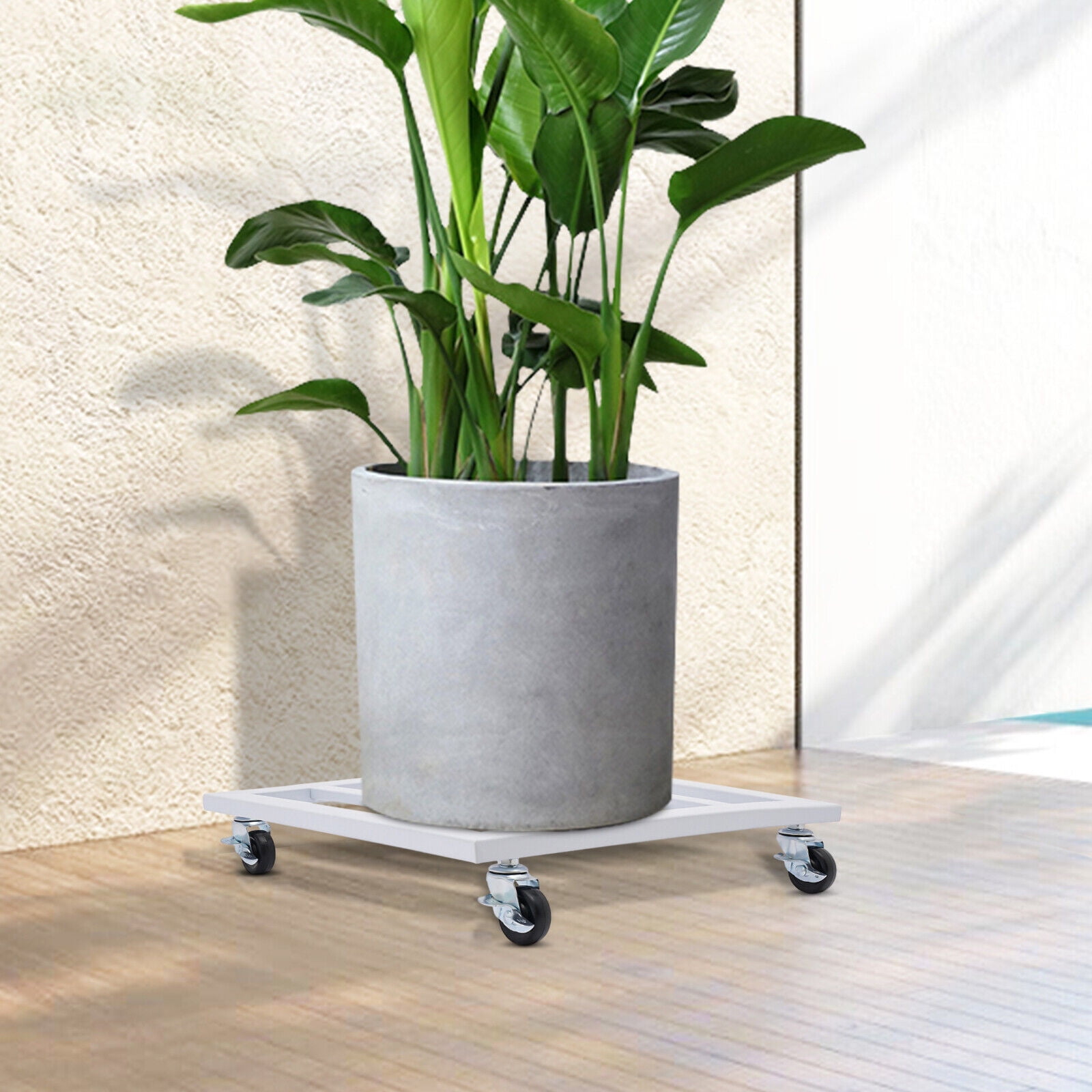 White Plant Tray, Simple, Modern Plant Rolling Stand, Flowerpot Tray ...